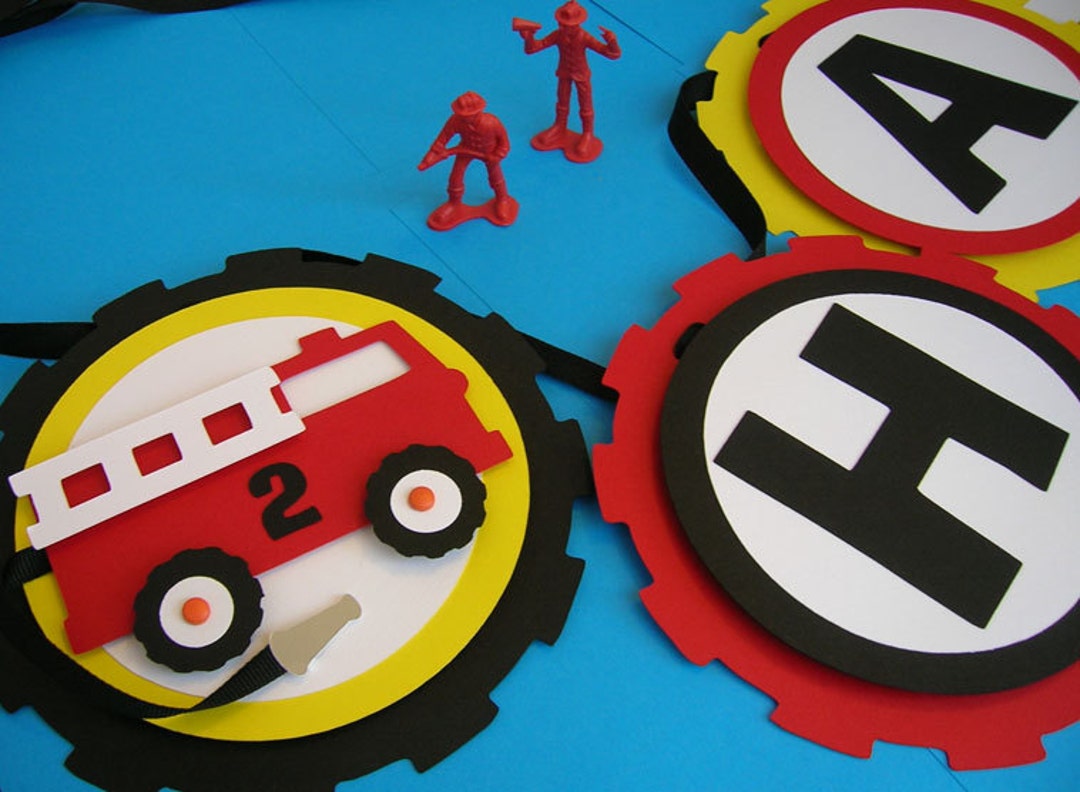 Fire Truck Birthday Banner, Bunting - Etsy