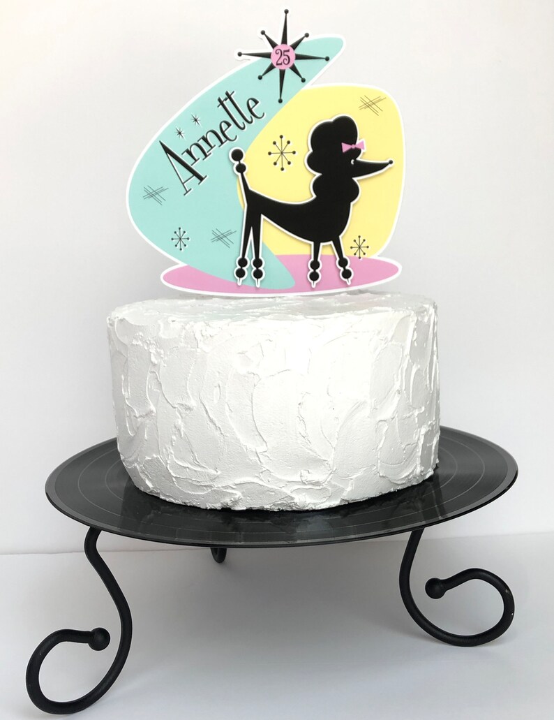 Retro Atomic Poodle Cake Topper, Personalized Mid Century Modern Poodle ...