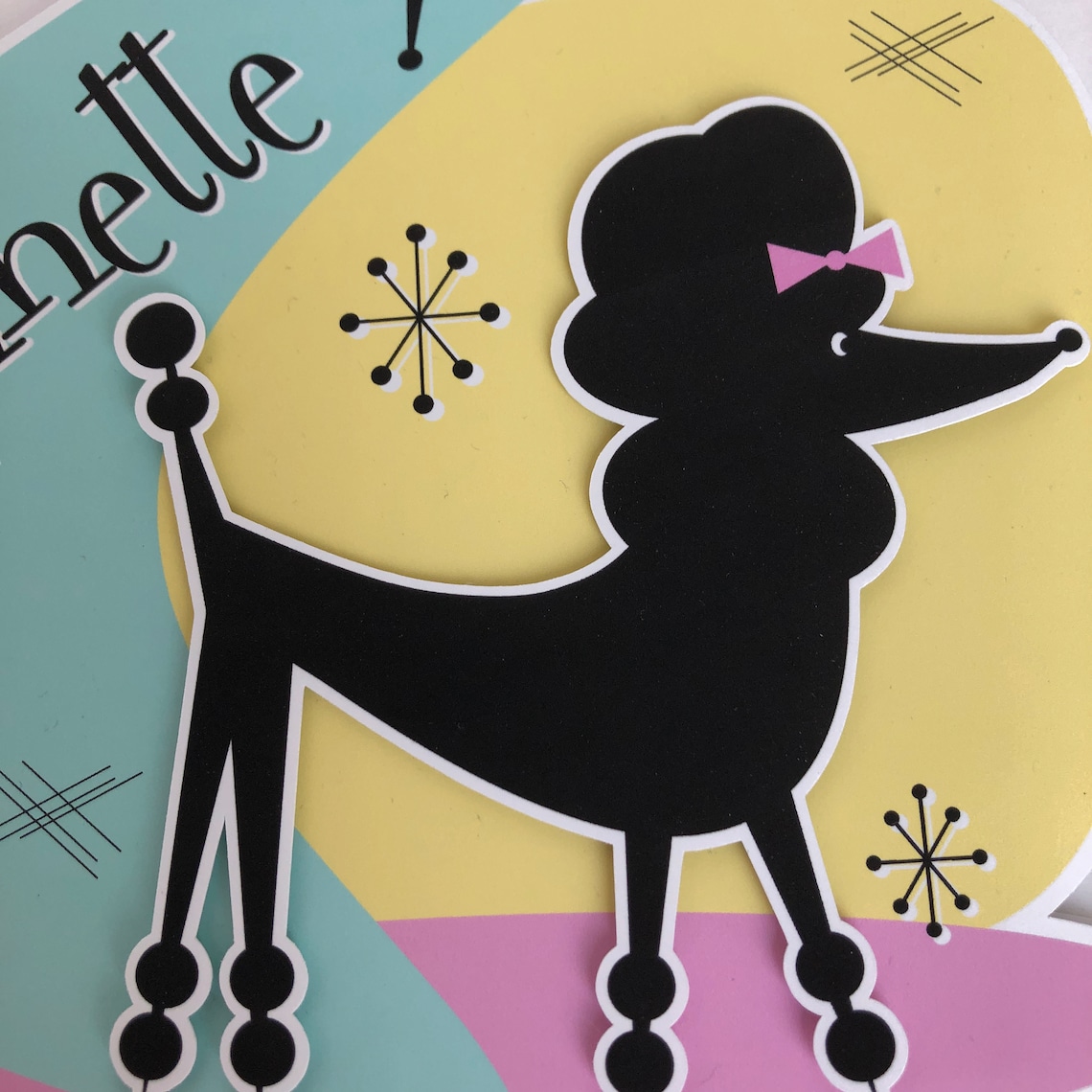 Retro Atomic Poodle Cake Topper, Personalized Mid Century Modern Poodle ...