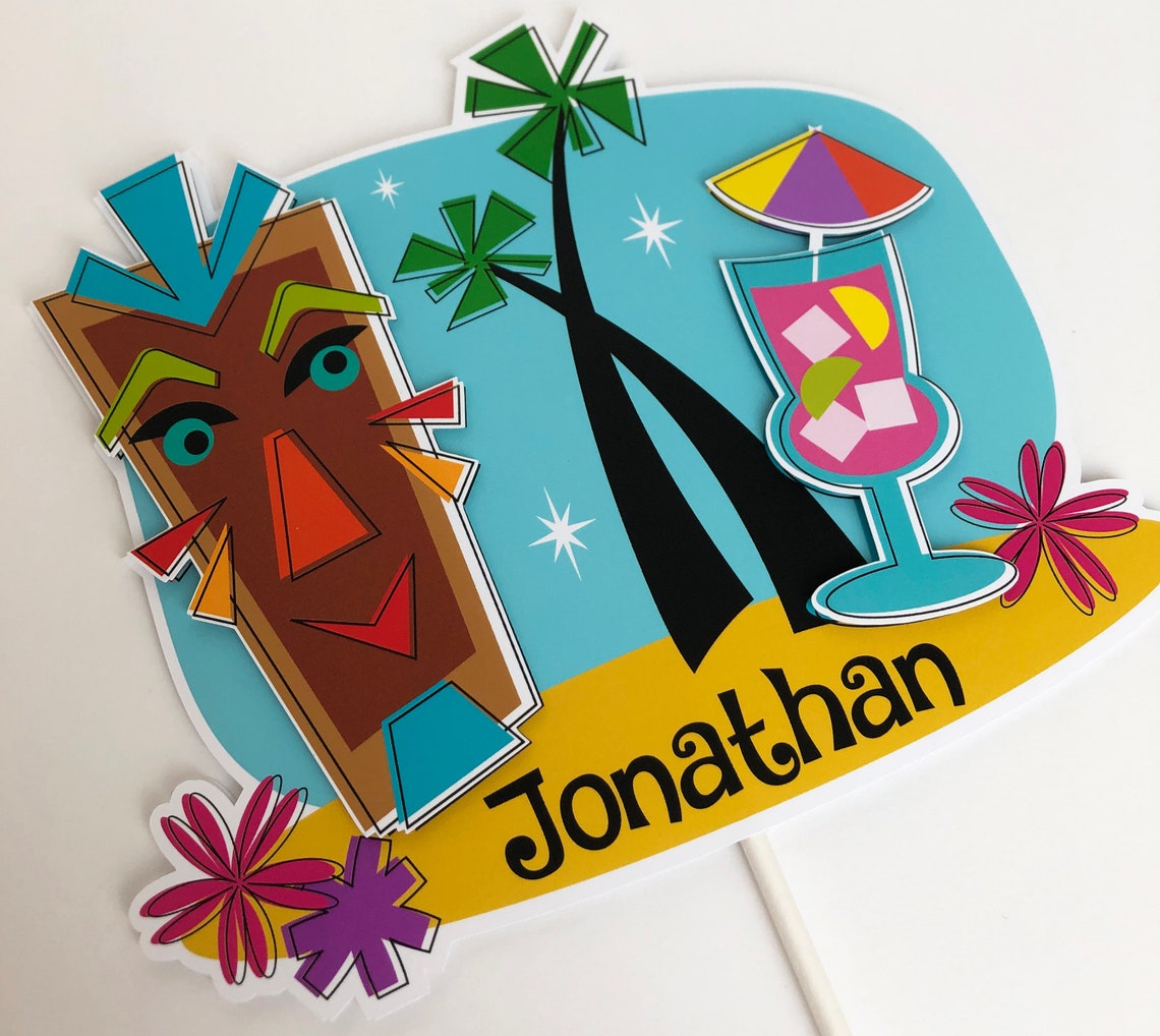 Retro Tiki Cake Topper Personalized Tiki Cake Topper - Etsy