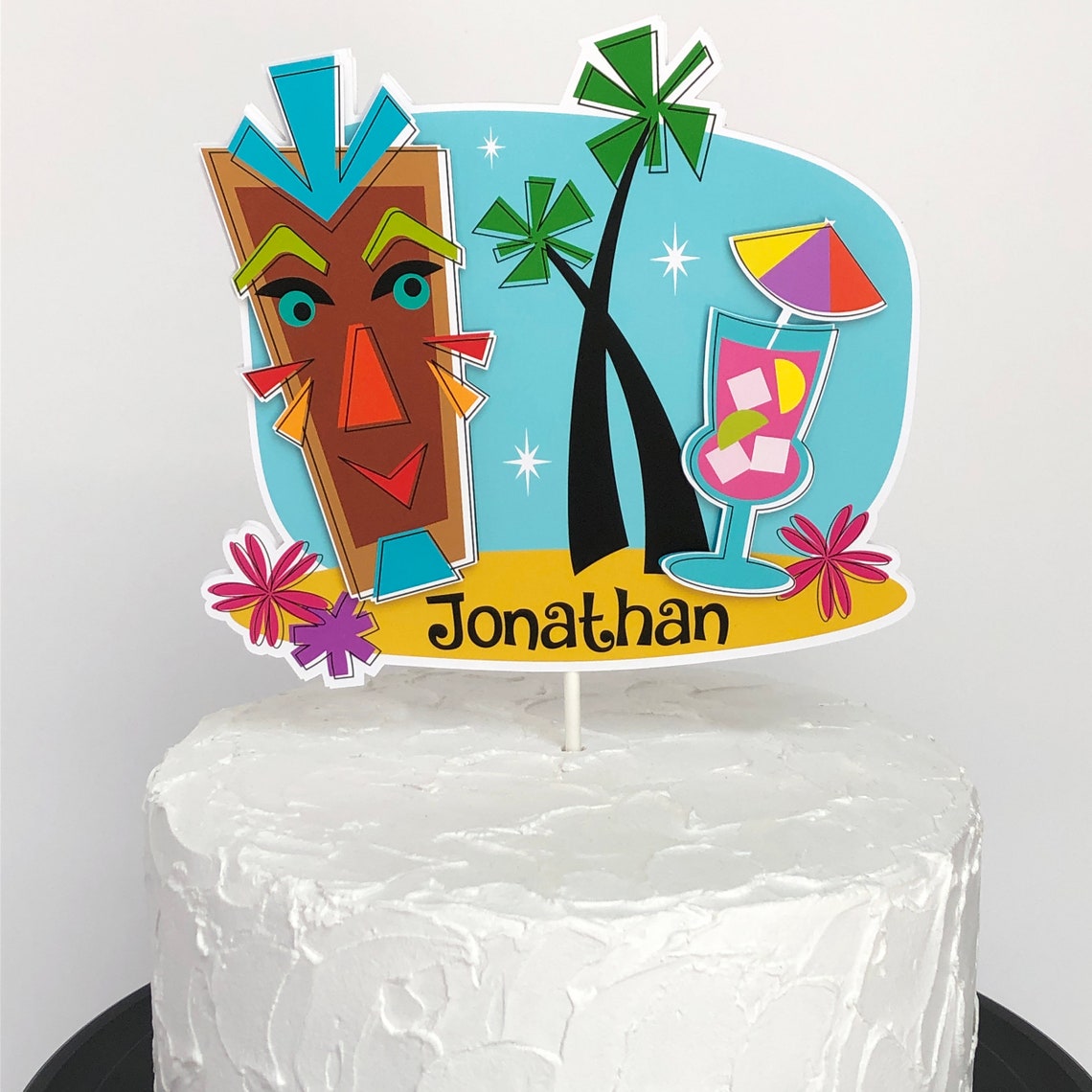 Retro Tiki Cake Topper Personalized Tiki Cake Topper - Etsy