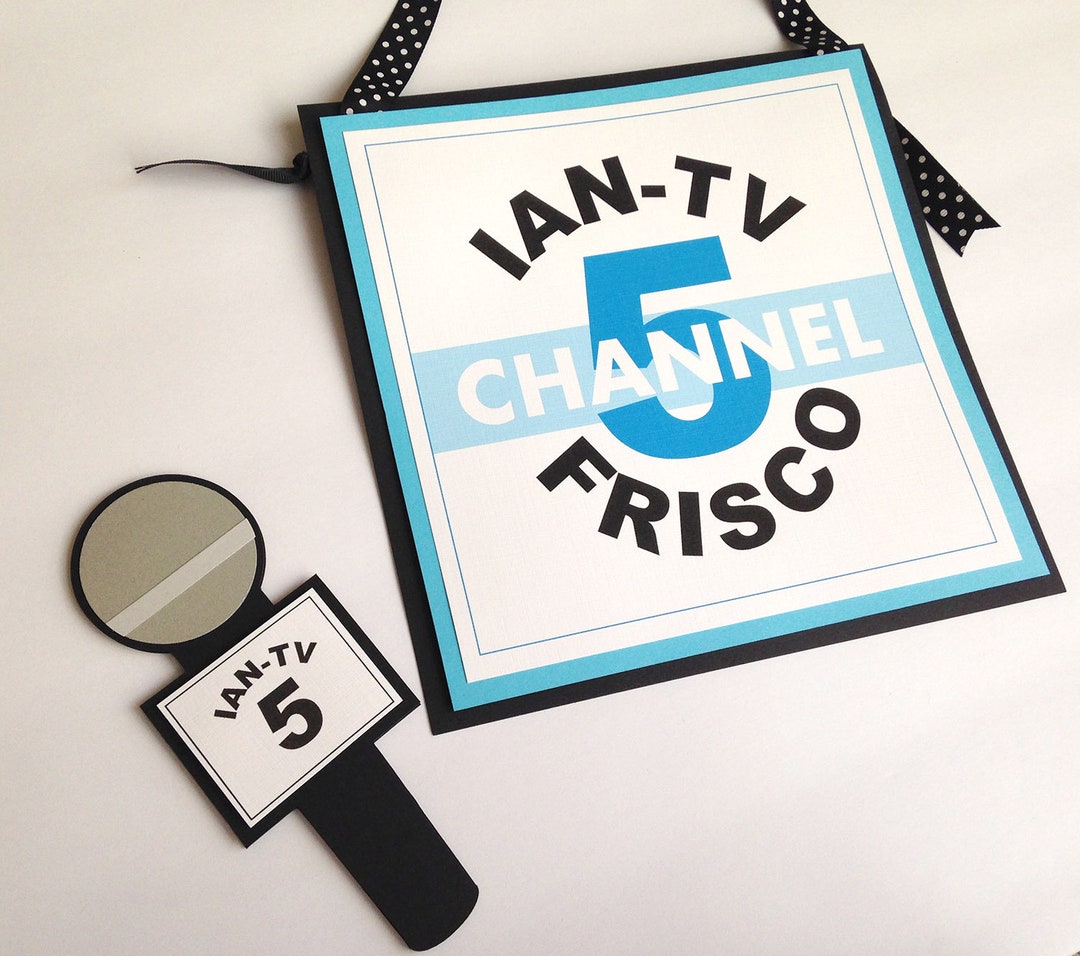 TV Station Sign With Microphone, Personalized Sign for Birthday Party ...