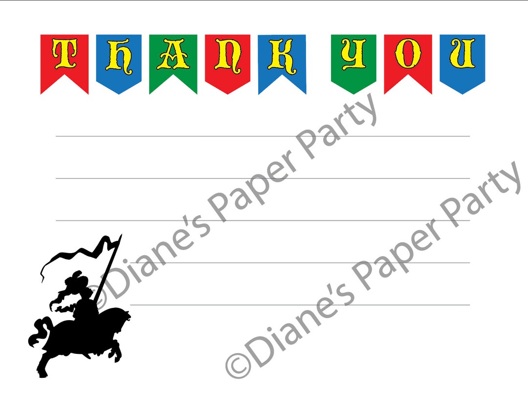 Knight Thank You Card, Digital Thank You Card, DIY Printable Instant ...