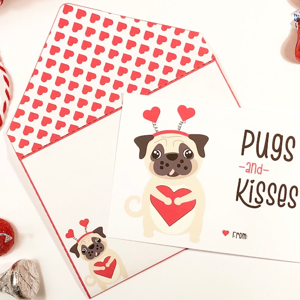 Pugs and Kisses Card - Etsy