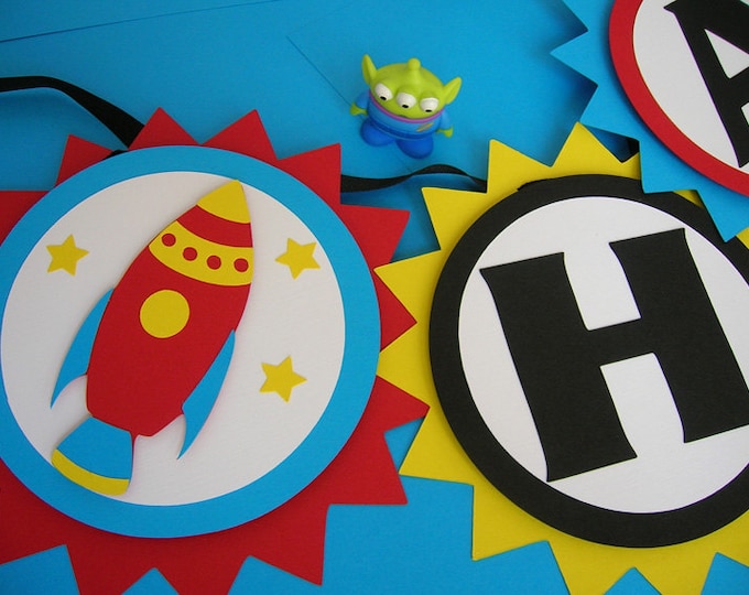 Rocket Ship Space Theme Birthday Banner, Rocket Banner, Astronaut Space ...