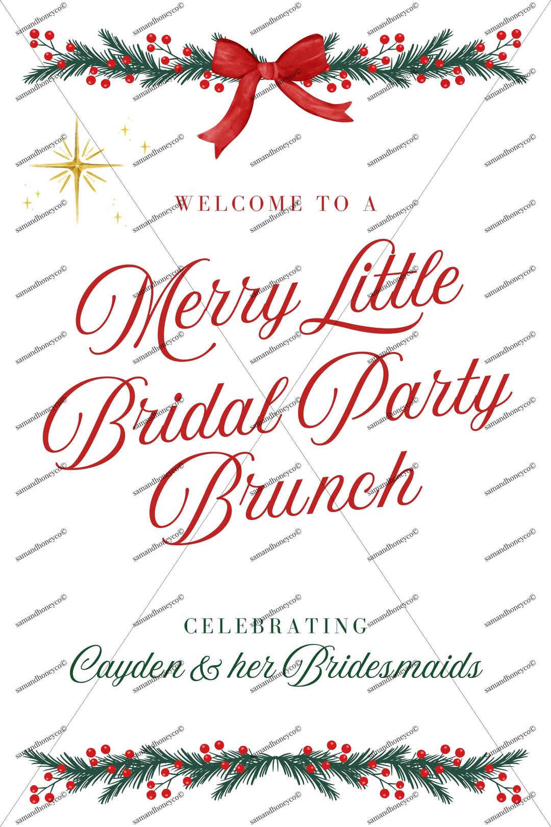 Bridal Luncheon Christmas Welcome Sign Template - Etsy