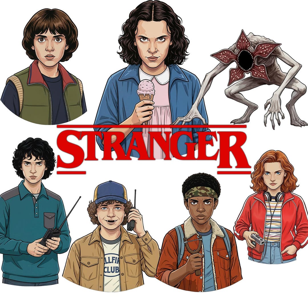 Stanger Characters PNG Clipart Bundle, Digital Download, Printable Pack ...