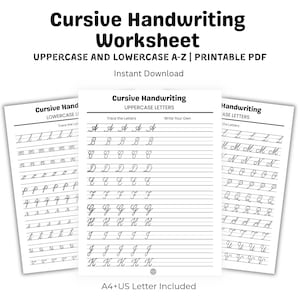 Buy Cursive Handwriting Practice Worksheets – A-Z Tracing Workbook (PDF ...