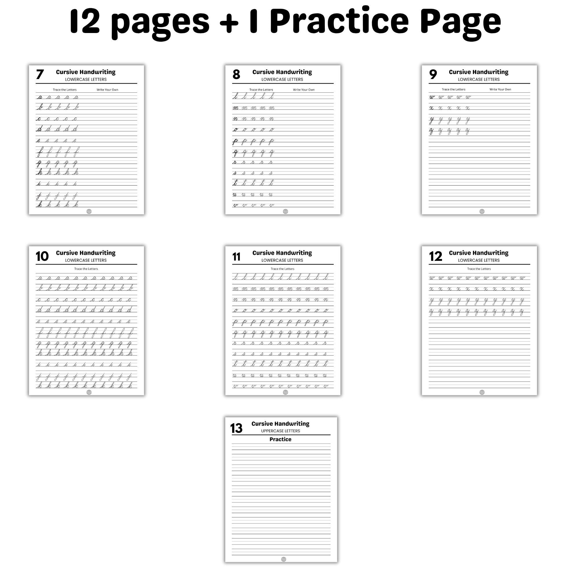 Cursive Handwriting Practice Worksheets – A-Z Tracing Workbook (PDF) - Etsy