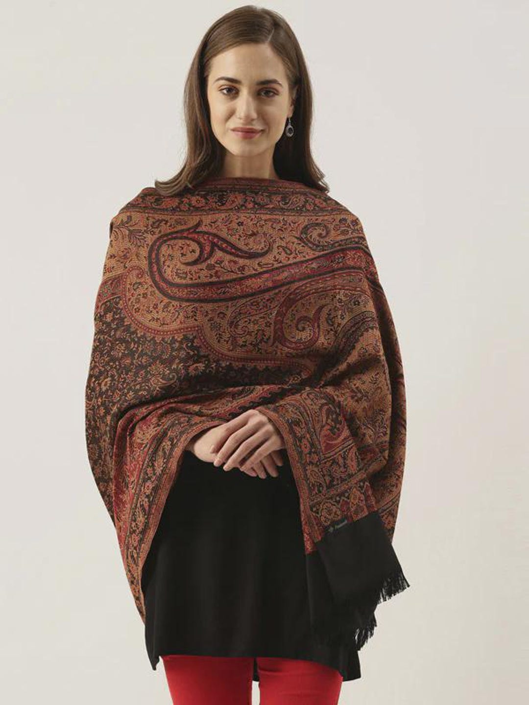 Women's Shahnaz Antique Jamawar Shawl, Bridal Kashmiri Wrap, Vintage ...