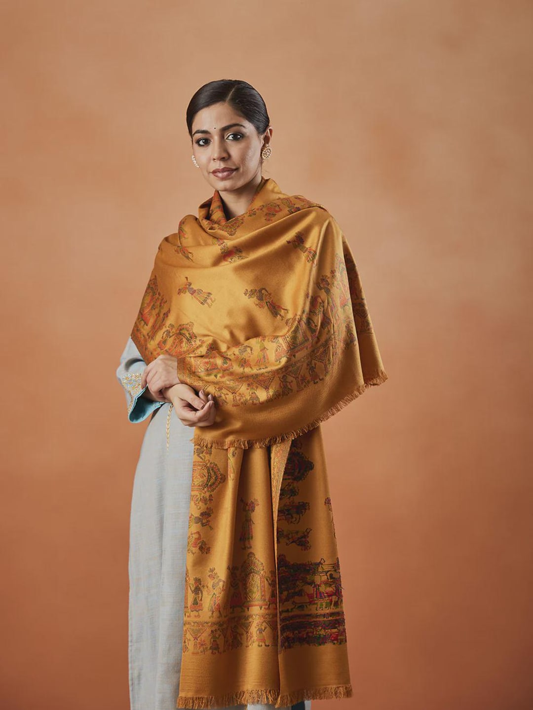 Elegant Pari Mahal Kaani Stole for Women, Traditional Handwoven Stole ...