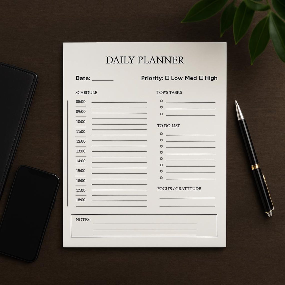 Daily Priority Planner Printable PDF – Focused To-do List (US Letter ...