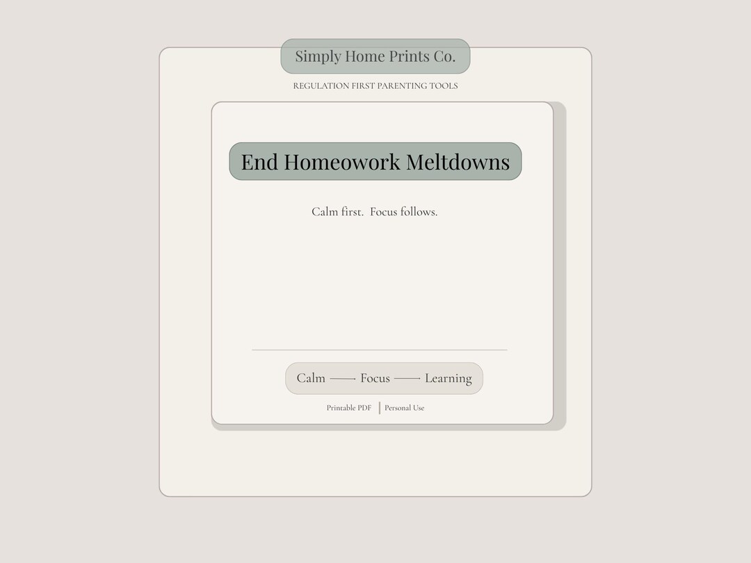 Homework Meltdown Help Printable | Calm Homework Routine for Kids ...