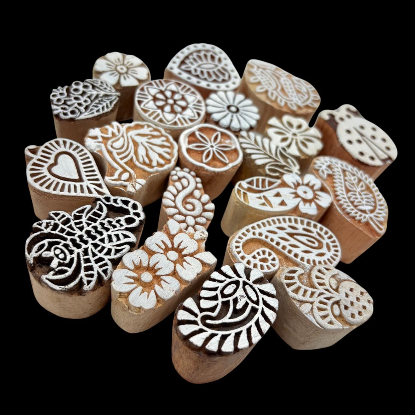 Mix 10+2 Pieces Set Wood Block Printing Stamps – Indian Handmade - Etsy