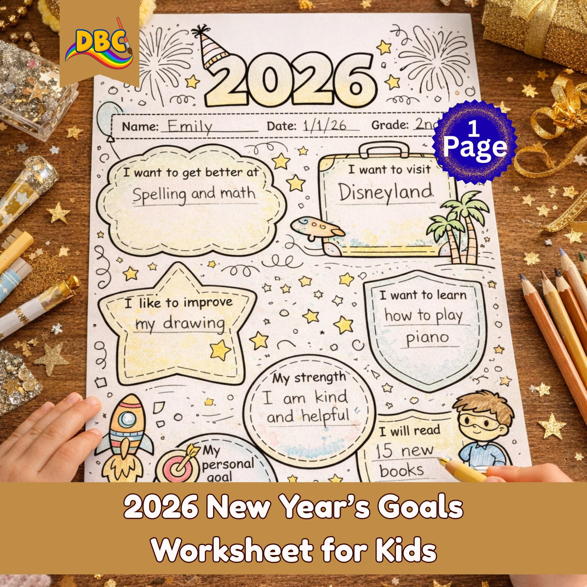 2026 New Year Goals Worksheet for Kids | Printable Goal Setting ...