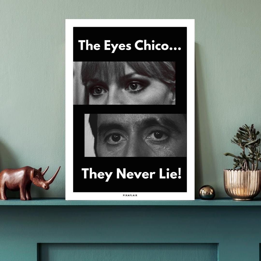 Scarface | Movie Poster | the Eyes Chico | Wall Art Print - Etsy