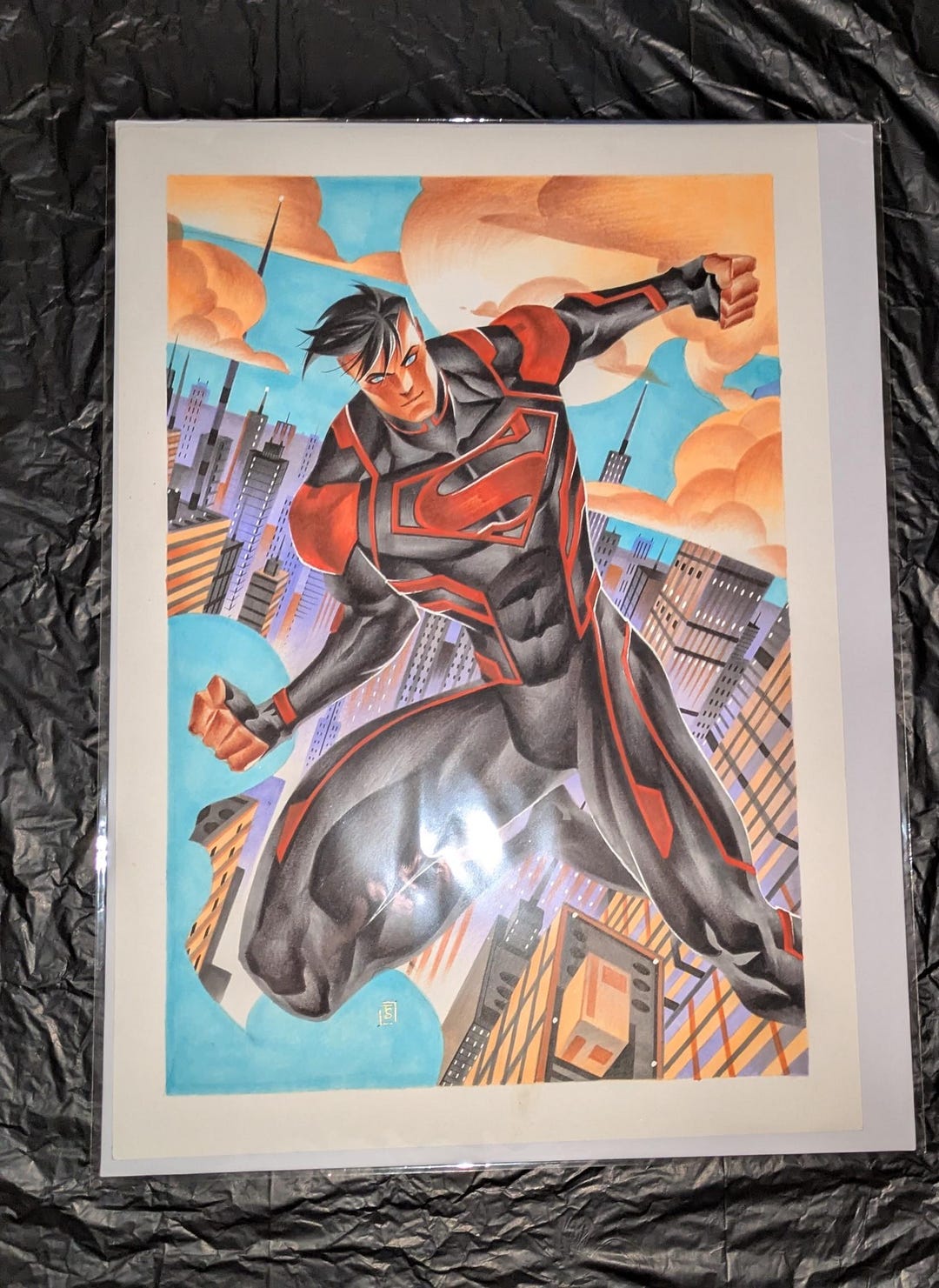 Large DC Comics Superboy Original Art Copic Marker Drawing Illustration ...