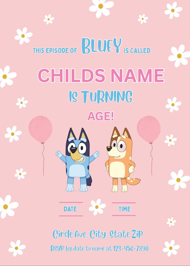 Bluey Birthday Invitation & Welcome Sign Bundle (digital Download) - Etsy