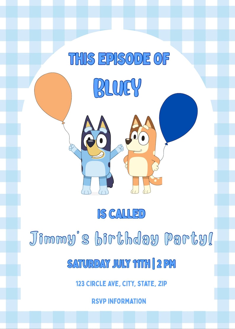 Bluey Birthday Invitation & Welcome Sign Template | Editable Canva ...