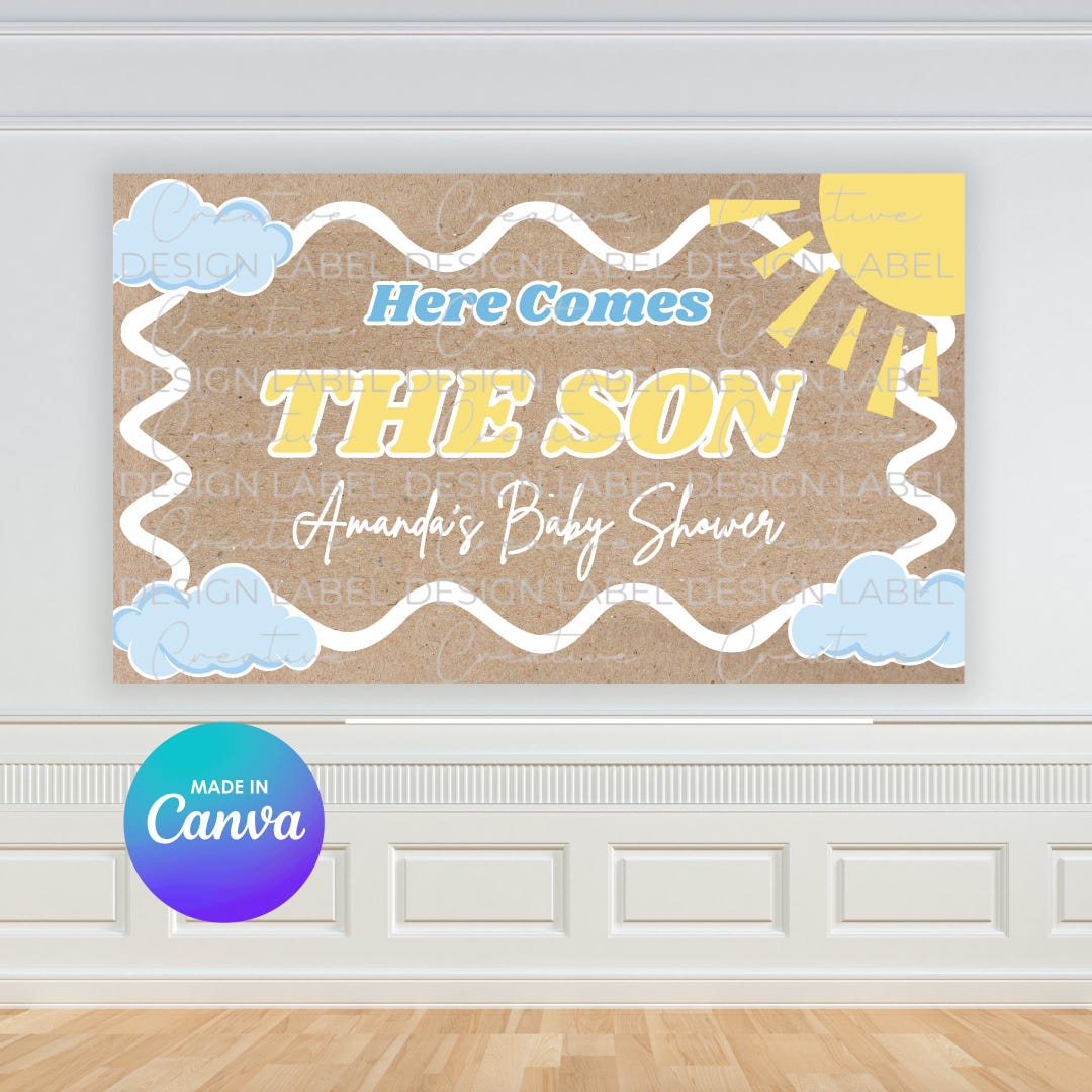 Here Comes the Son Banner Template | Editable Canva Banner | 36x60 DIY ...