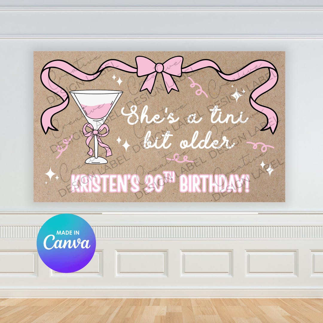 Tini Bit Older Birthday Banner | Editable in Canva | 36x60 DIY Painted ...
