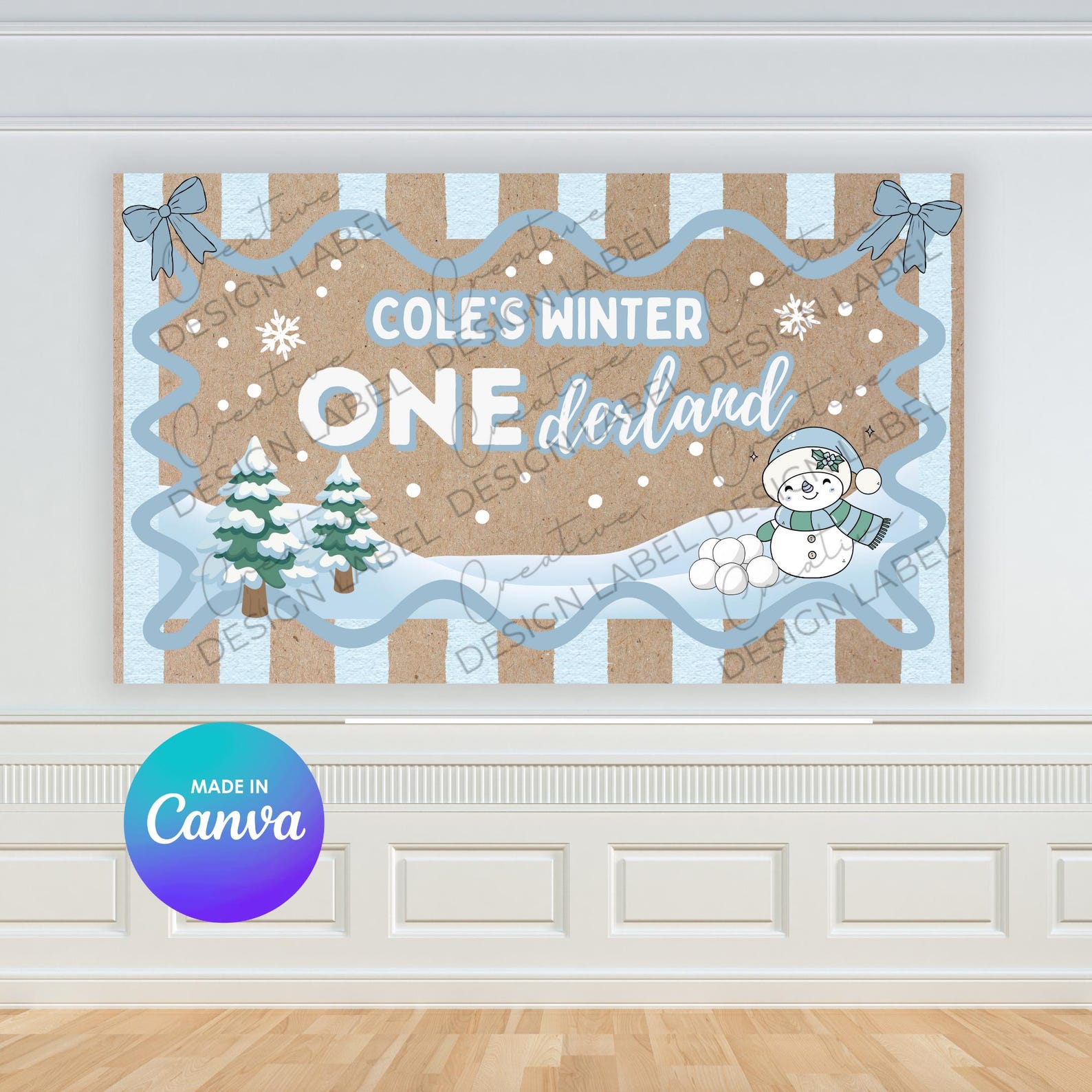 Winter Onederland Birthday Banner Template | DIY Canva (digital ...