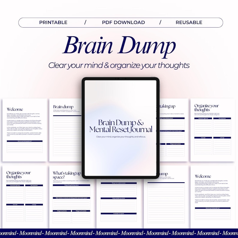 Brain Dump Journal Pages for Overthinking Mental Clarity Anxiety Relief ...