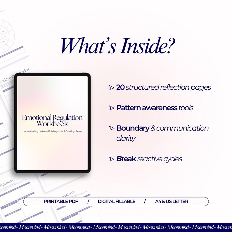 Emotional Regulation Workbook Printable for Anxiety-stress Trigger ...