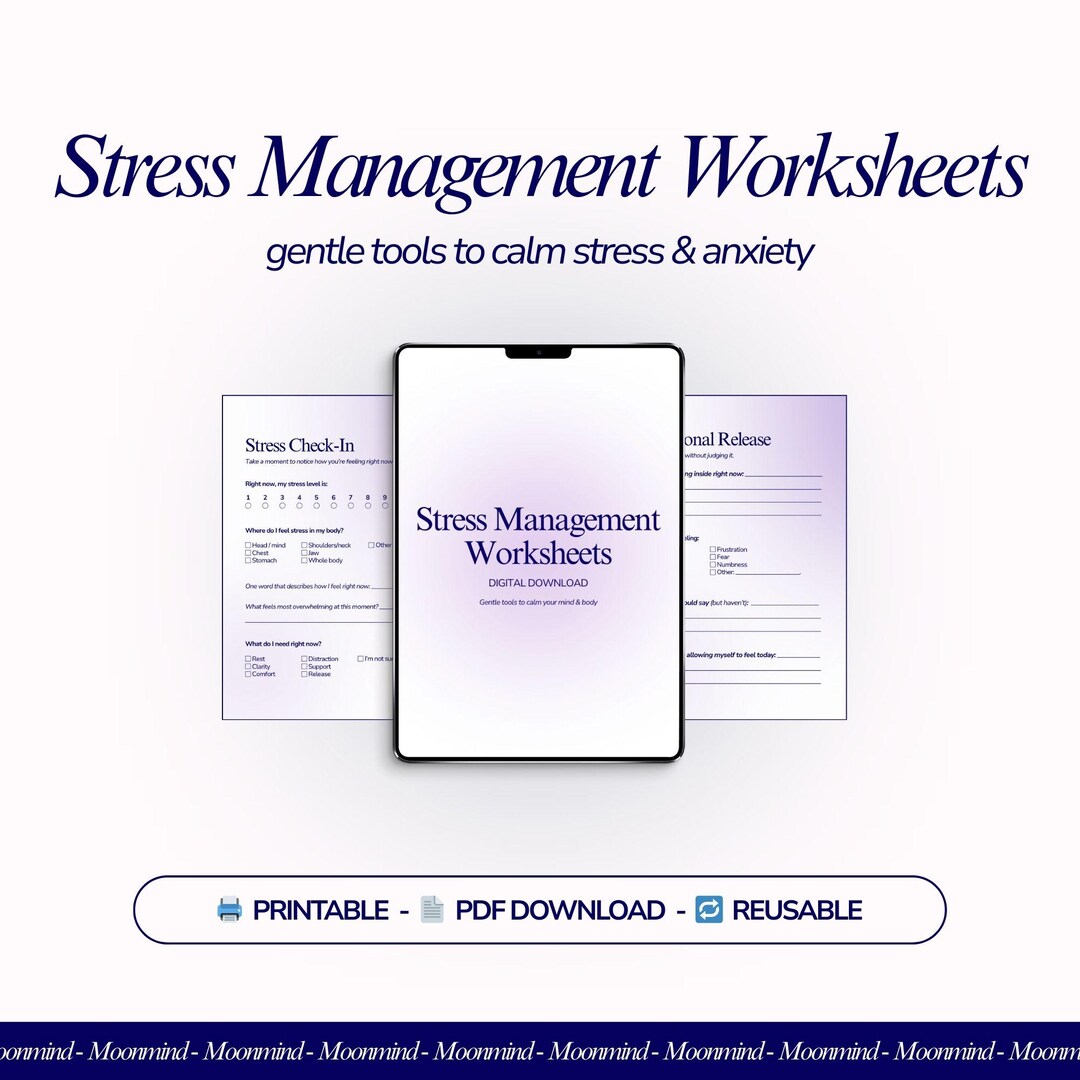 Stress Management Worksheets Printable Anxiety Relief Tools Calm ...