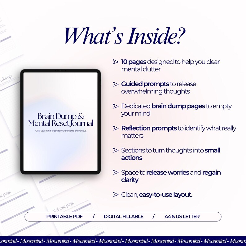 Brain Dump Journal Pages for Overthinking Mental Clarity Anxiety Relief ...