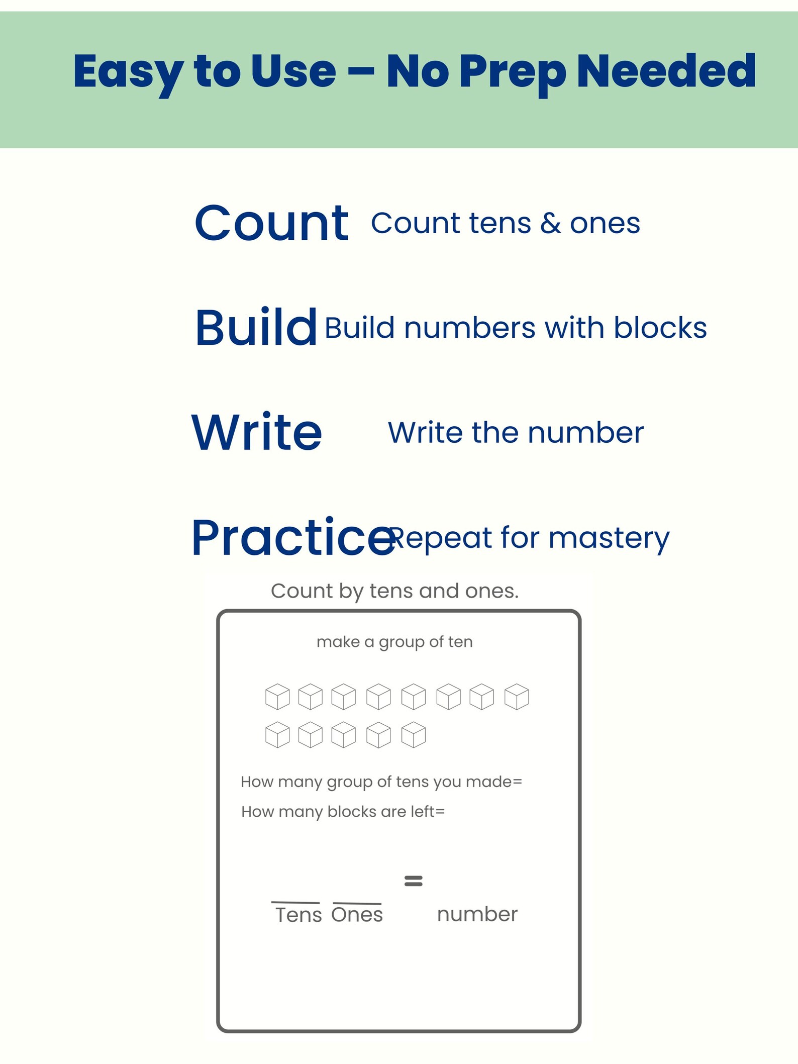 Grade 1 Place Value Workbook | Tens and Ones, Base Ten Blocks (PDF ...