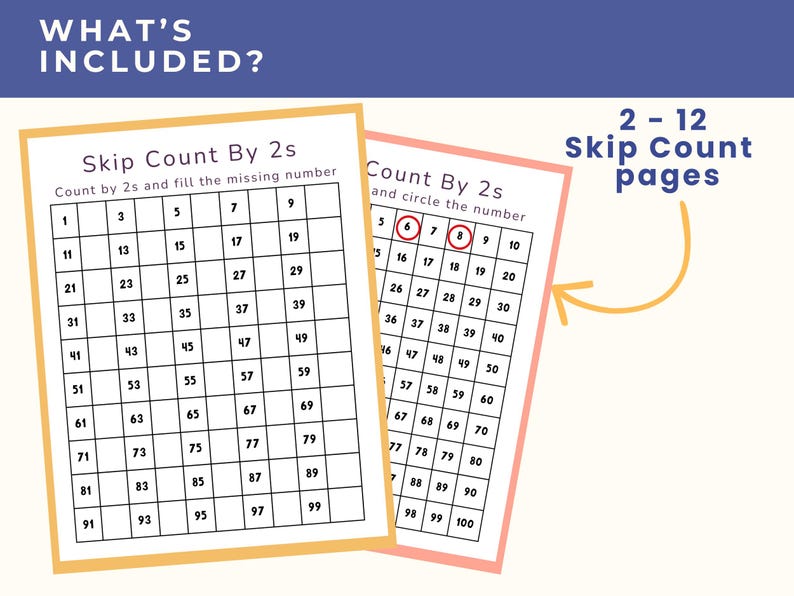 Skip Counting Worksheets 2-12 – Kindergarten Grade 1 Math (printable ...
