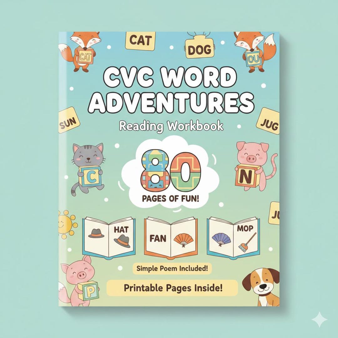 CVC Word Reading Workbook | Phonics for Preschool & Kindergarten ...