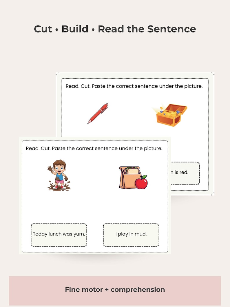 CVC Sentence Reading Worksheets | Kindergarten Phonics Practice (PDF ...