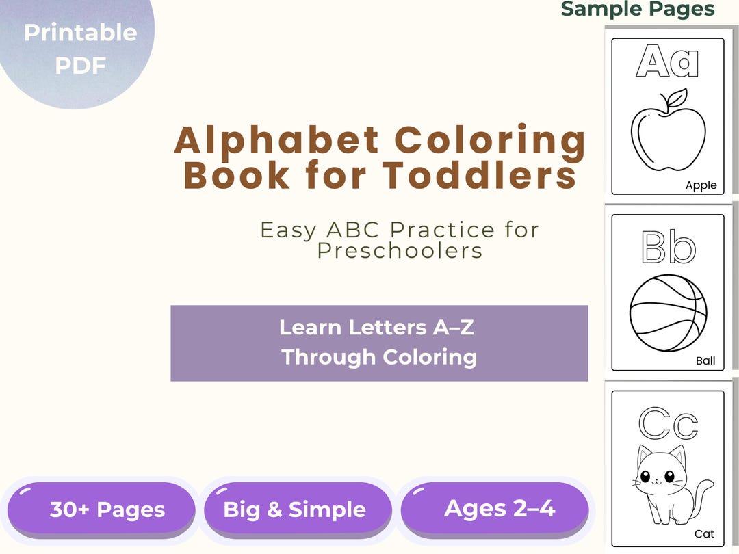 Alphabet Coloring Book for Toddlers | ABC Printable (digital Download ...