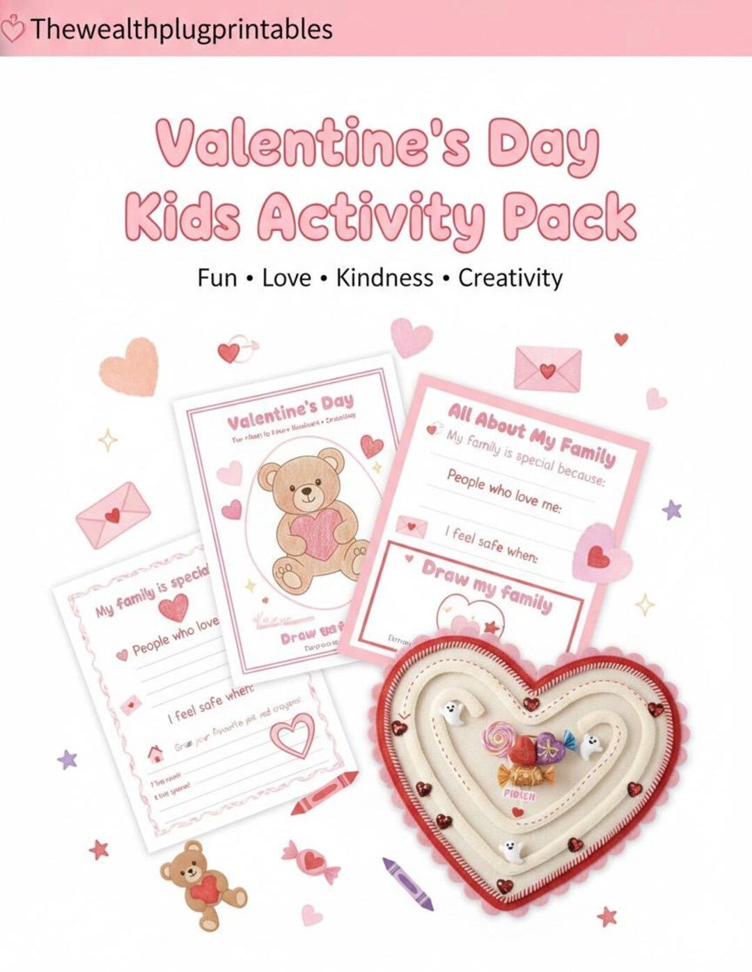 Kids Valentine’s Day All About Me Printable – 10 Page Activity Workbook ...
