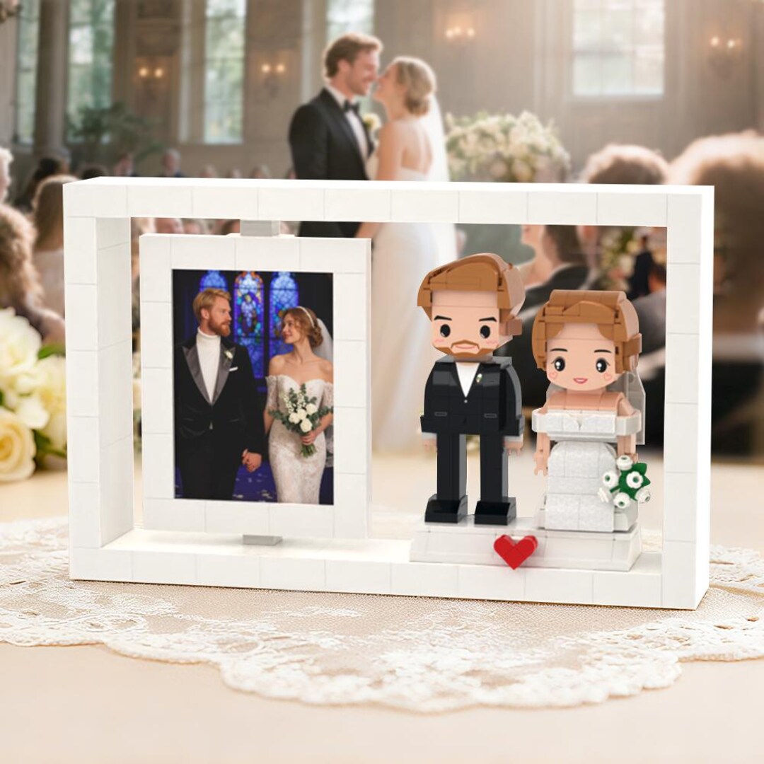Custom Full-body Cute Brick Figures of 2 People With Frame Personalized ...