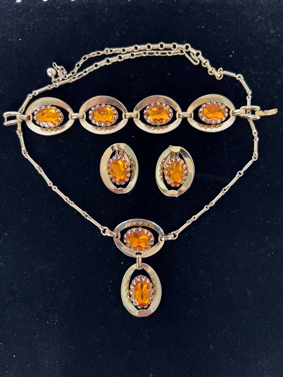 Sarah Coventry 1956 parure “Amber Glory” gold topaz r… - Gem