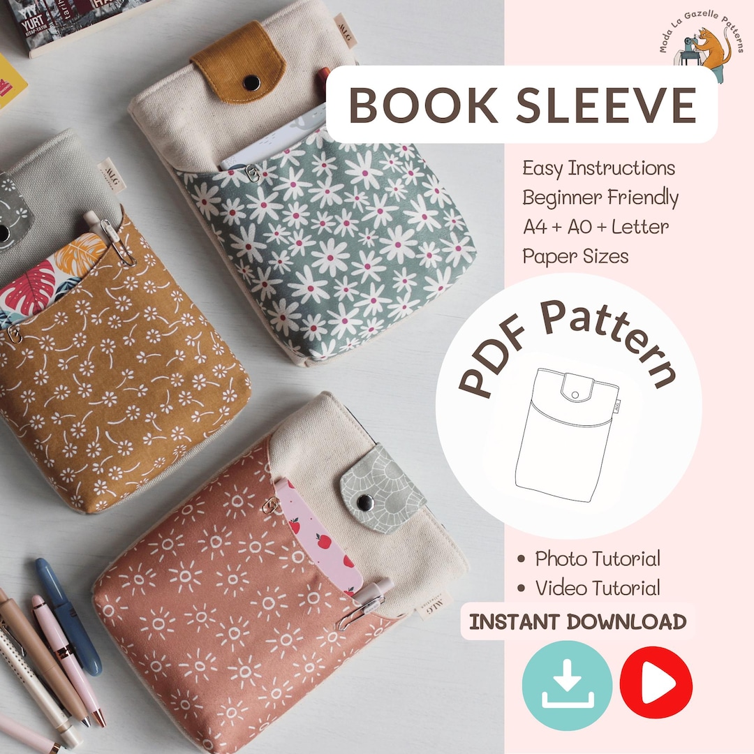 Handmade Fabric Book Sleeve Pattern, Book Cover Tutorial, Bookish Gifts ...
