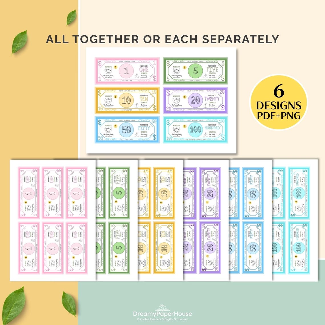 Printable Play Money Dollars for Kids Pretend Play Classroom Currency ...