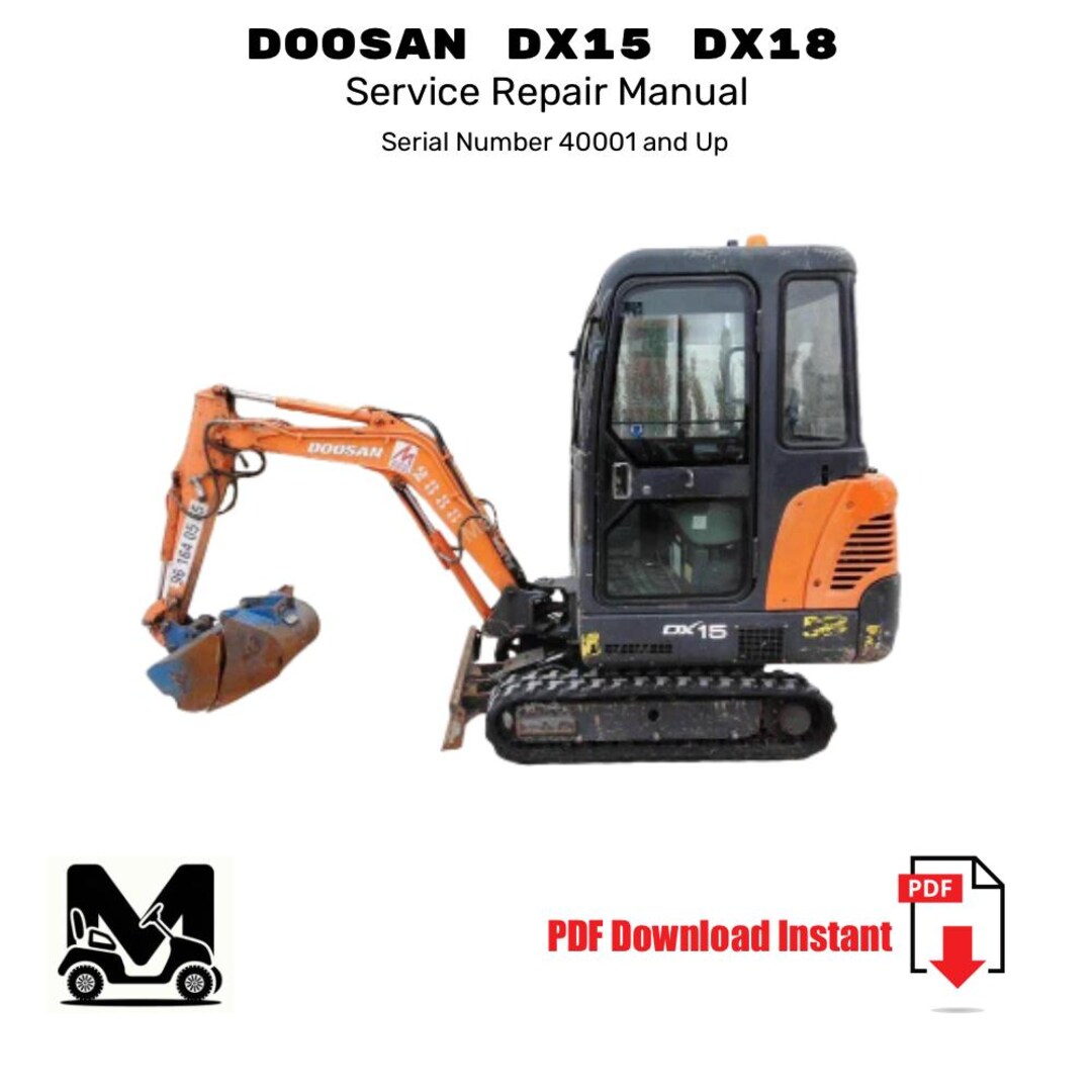 Doosan DX15 DX18 Service Repair Manual PDF Digital Download INSTANT - Etsy