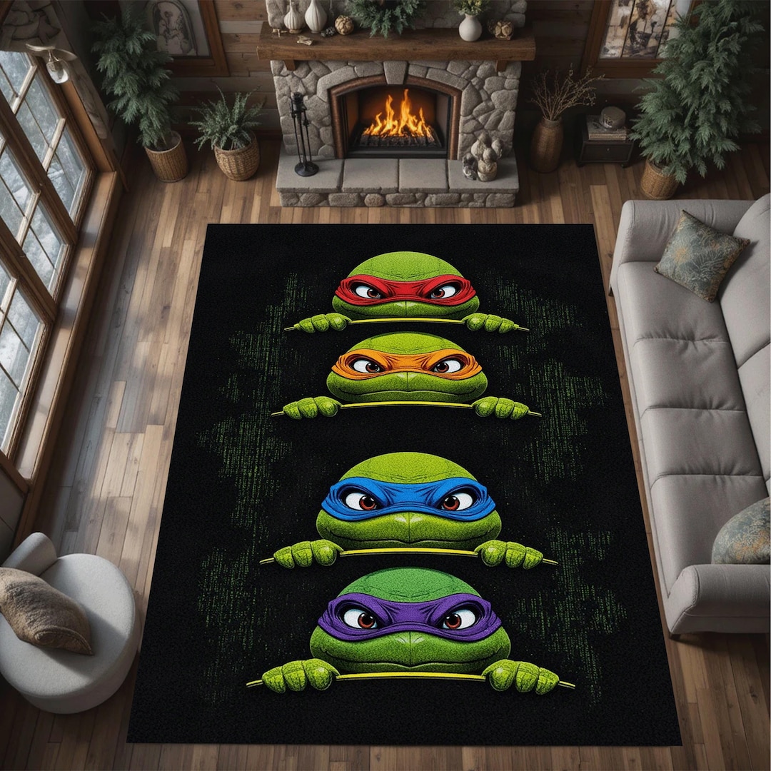Colorful Ninja Turtle Style Kids Area Rug - Etsy