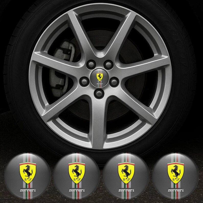 Set of 4 Ferrari Wheel Center Cap Decals Custom Rim Hub Logo Stickers ...