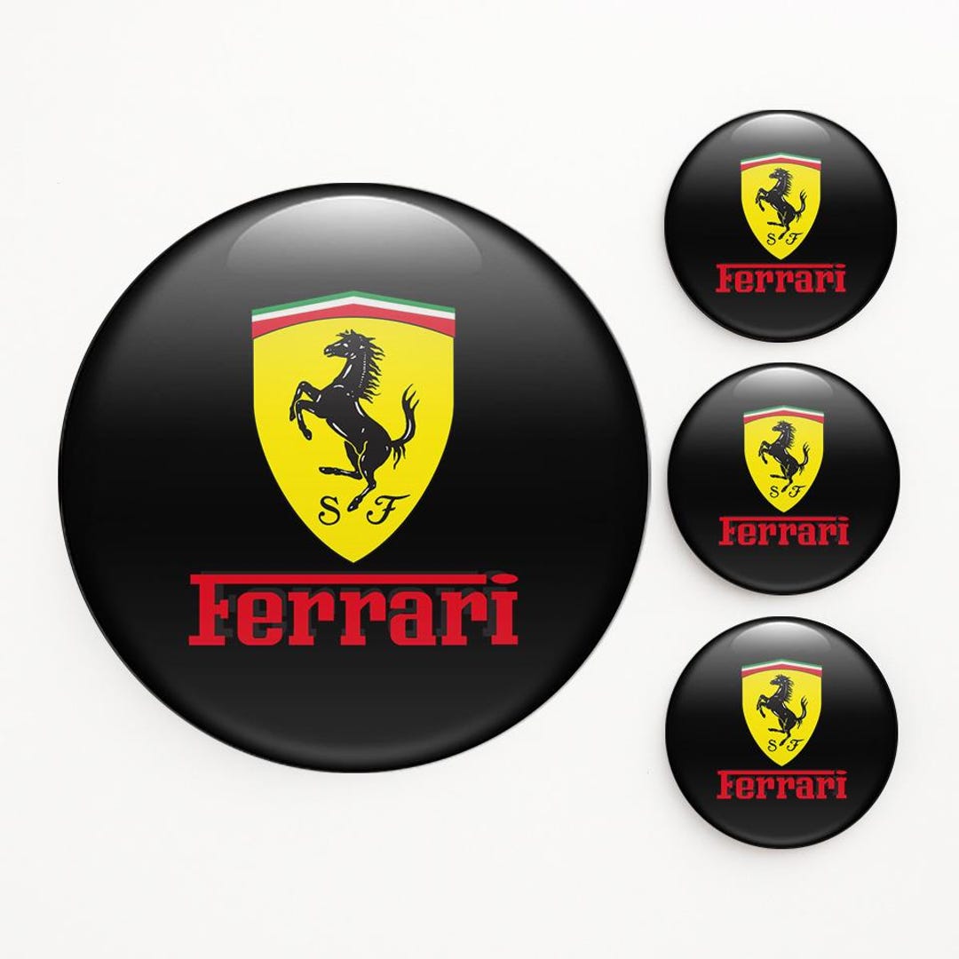 Set of 4 Ferrari Wheel Center Cap Decals Custom Rim Hub Logo Stickers ...