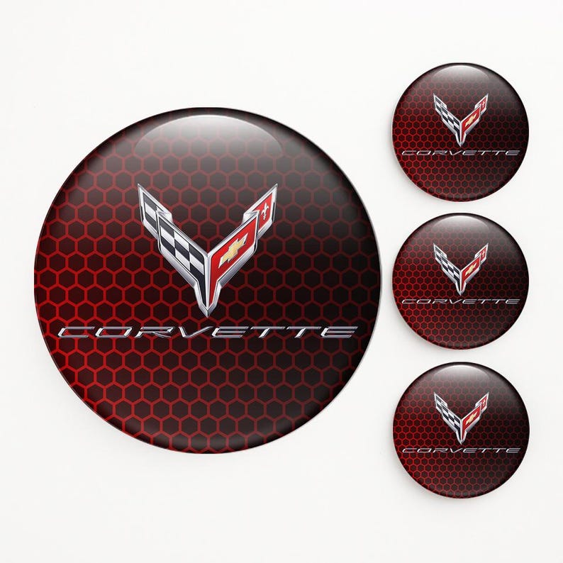 Corvette Wheel Center Cap Decals: Self-adhesive Rim Hub Logo Emblems ...