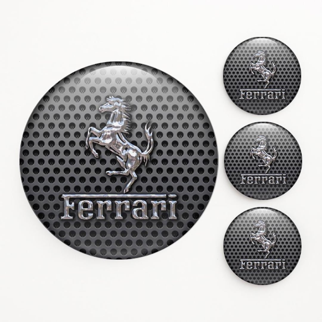 Set of 4 Ferrari Wheel Center Cap Decals Custom Rim Hub Logo Stickers ...