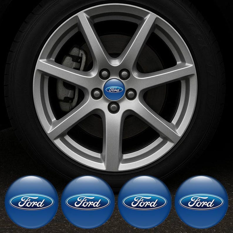 Set of 4 Ford Wheel Center Cap Decals Custom Rim Hub Logo Stickers Self ...