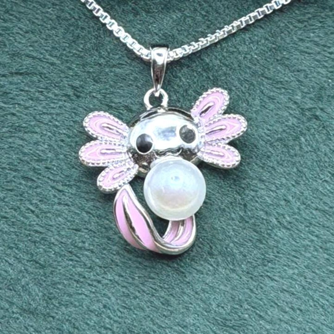 Perry - Akoya Pearl (white) Axolotl Pink Pendant/necklace – Sterling ...