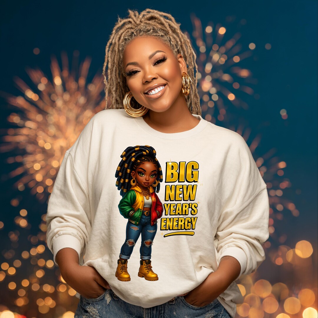 New Year's Energy PNG, Black Girl Clipart, NYE Shirt Design (digital ...