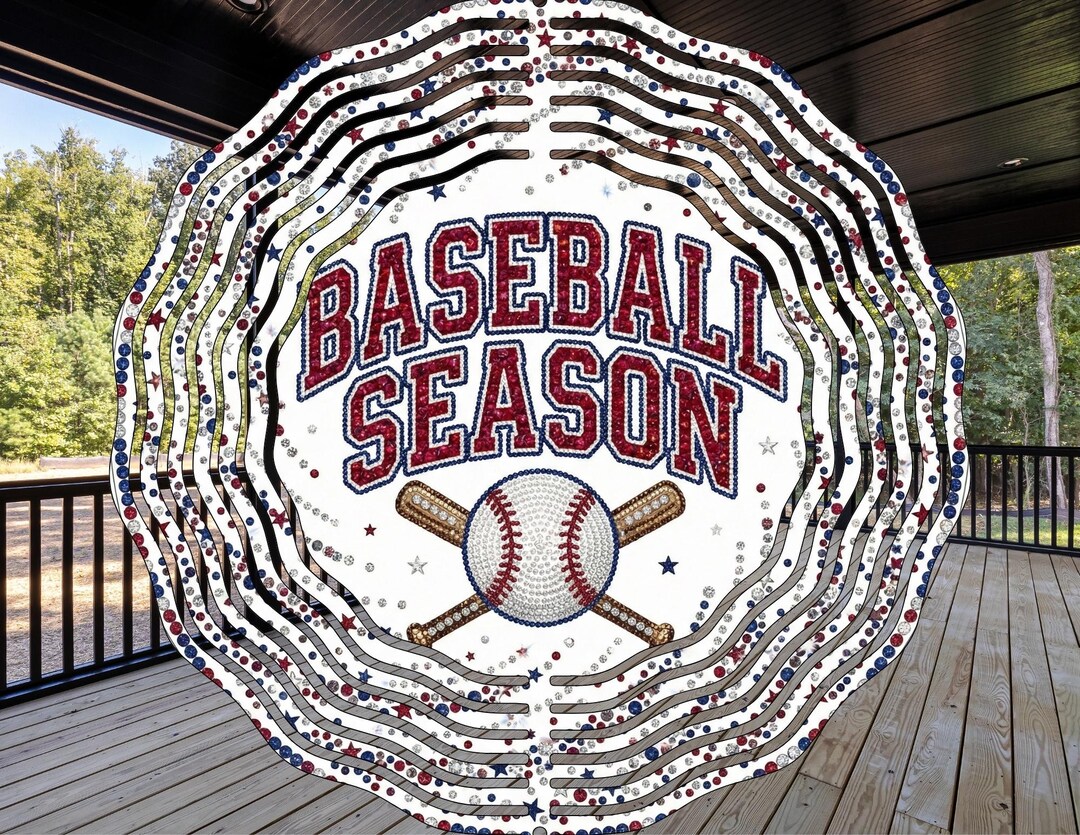 Baseball Season Rhinestone Wind Spinner Design, Faux Bling Baseball ...